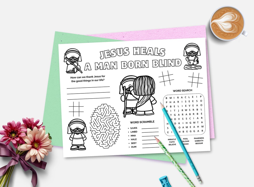 Jesus Heals a Man Born Blind, Miracles of Jesus, Printable Bible ...