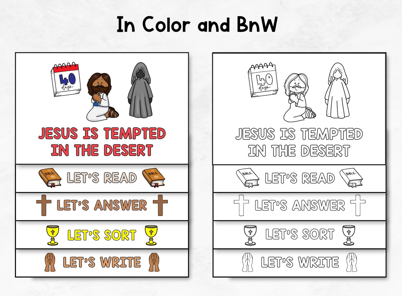 Jesus is Tempted in the Desert, Bible Flipbook Printable, Sunday School ...