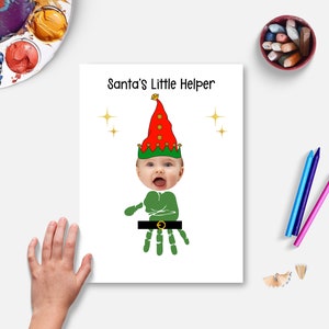 Elf Handprint Art, Printable Christmas Handprint Craft, Winter Holiday ...