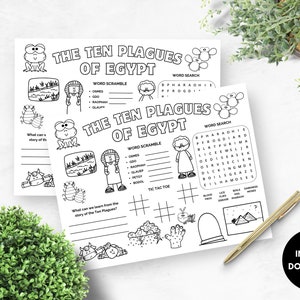 The Ten Plagues, Printable Bible Activity Placemat, Sunday School, Kids ...