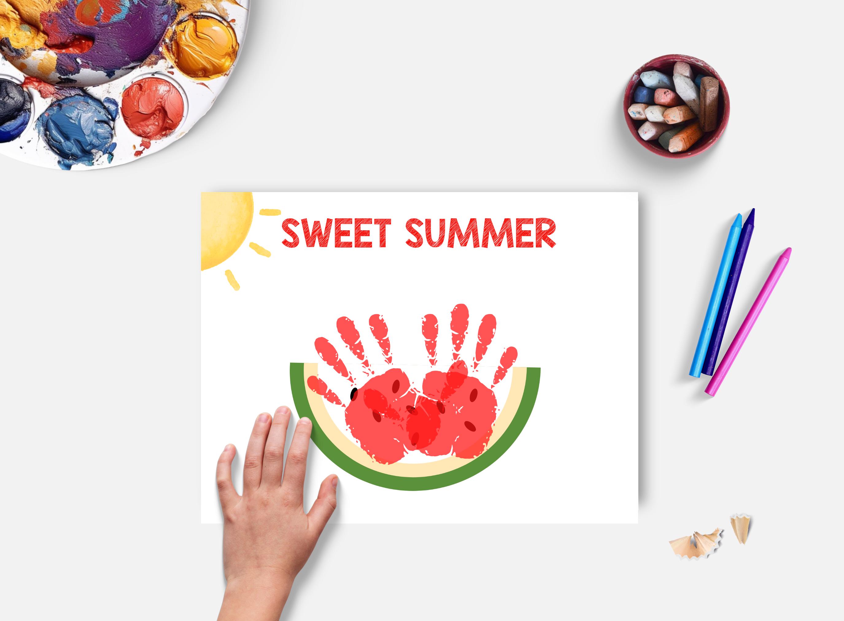 Summer Handprint Art, Easy Watermelon Handprint Craft, Toddler Baby ...