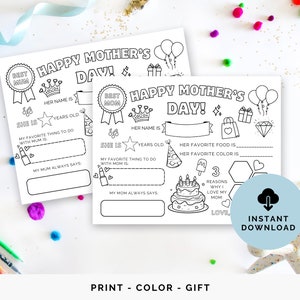 Happy Mother's Day Coloring Page, All About My Mom/mum Fill in the ...