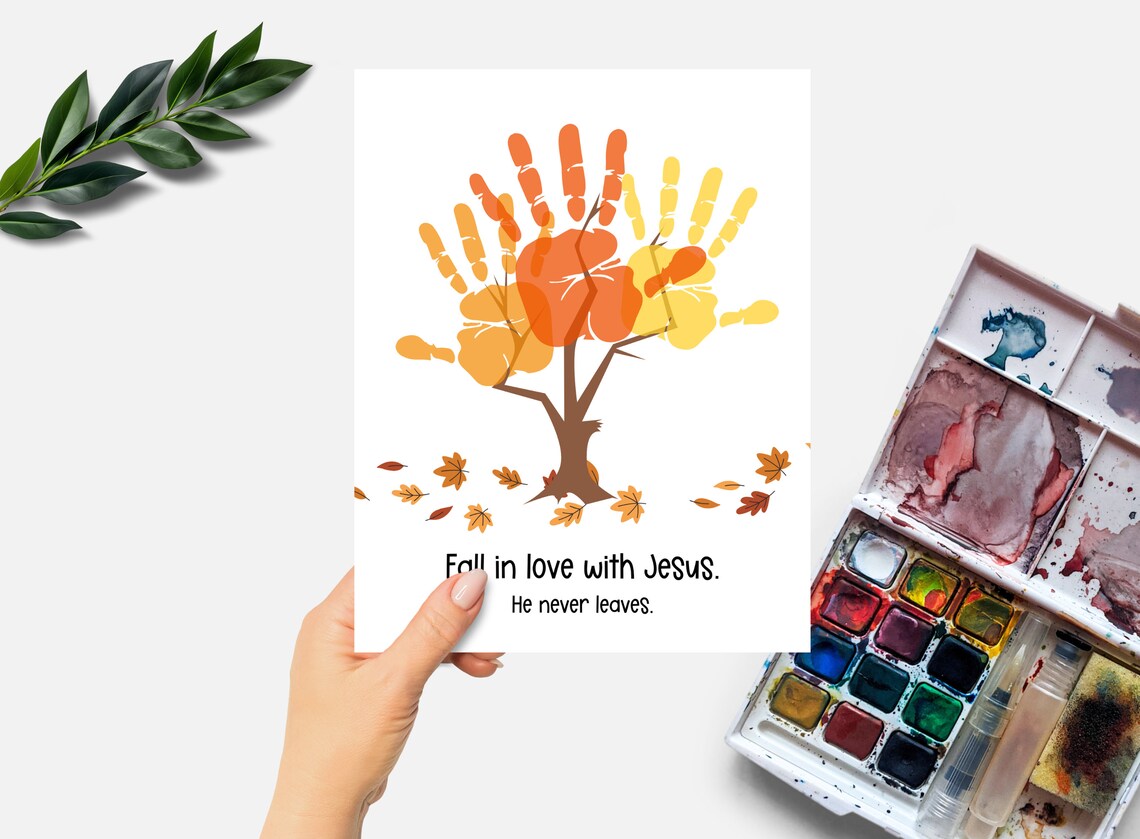 Fall in Love With Jesus Handprint Art, Fall Festival Christian Bible ...