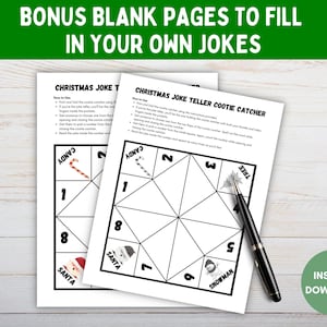 Christmas Joke Teller, Printable Xmas Cootie Catcher, Fortune Teller ...
