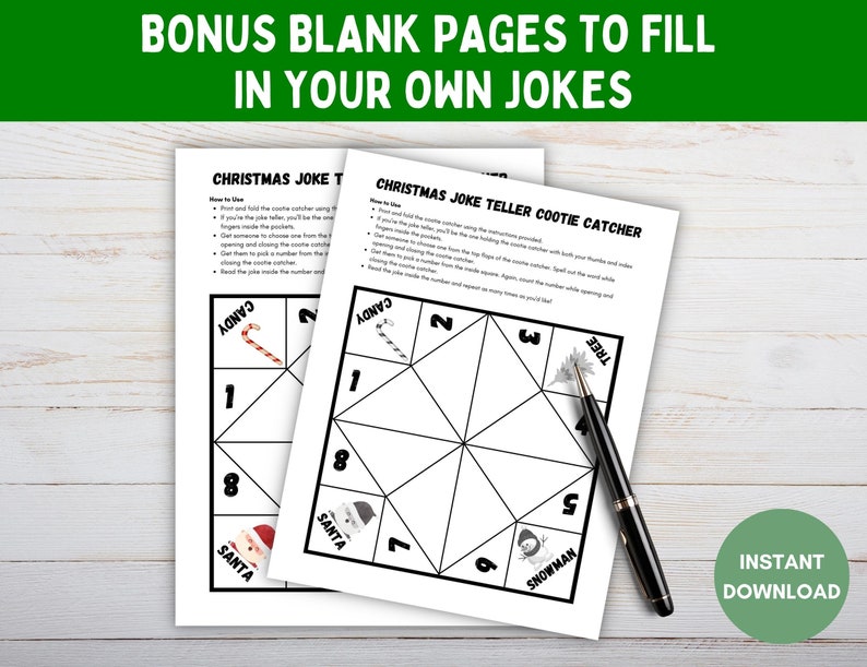 Christmas Joke Teller, Printable Xmas Cootie Catcher, Fortune Teller ...