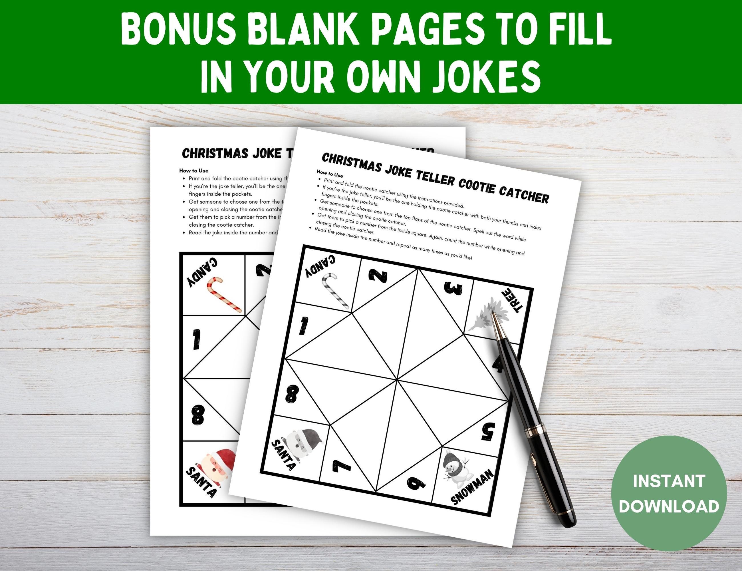 Christmas Joke Teller, Printable Xmas Cootie Catcher, Fortune Teller ...