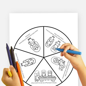 Jesus and the Sinful Woman, Printable Bible Coloring Wheel, Sunday ...