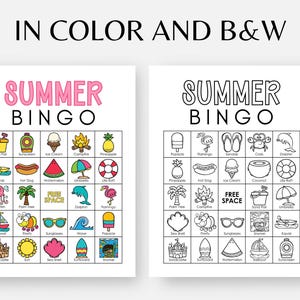 Summertime Bingo, Printable Pastel Summer Bingo Cards, Beach Group Game ...