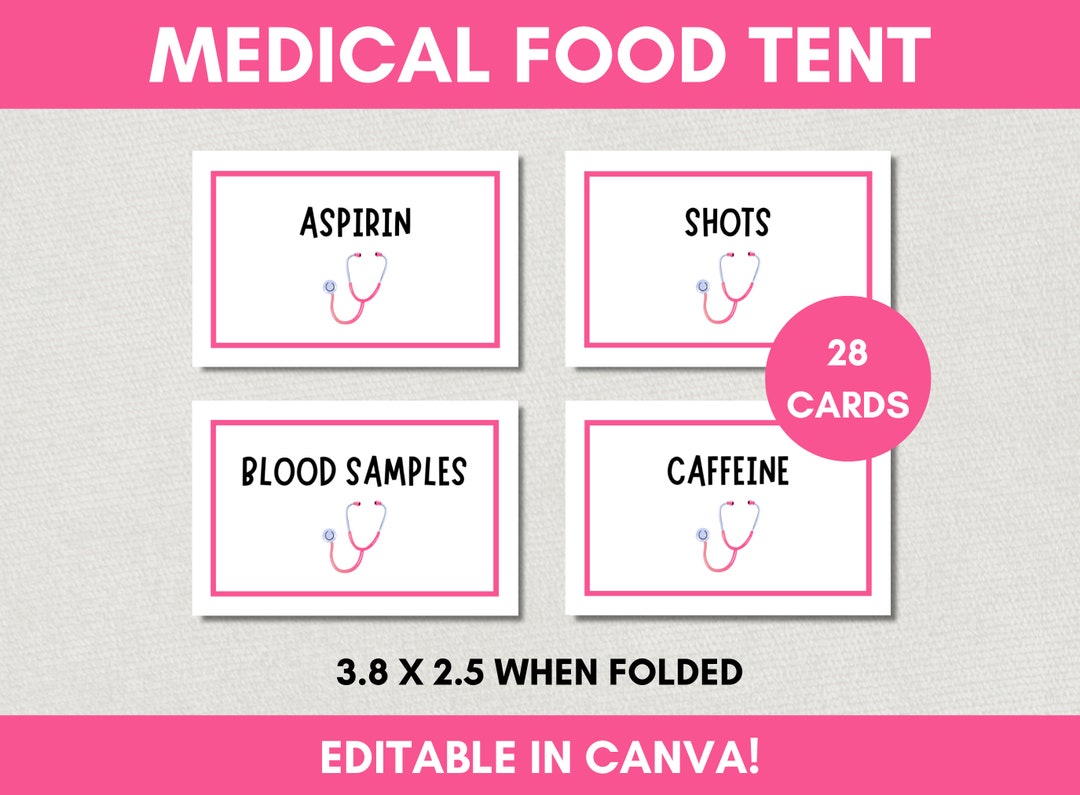 Nursing Graduation Party Tent Cards Printable, Food Place Cards, Nurse ...