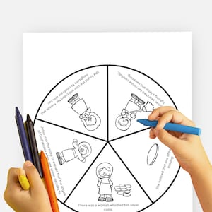 Parable of the Lost Coin, Printable Bible Coloring Wheel, Sunday School ...