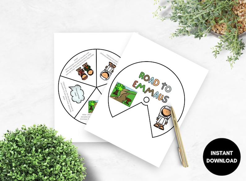 Road to Emmaus, Printable Bible Coloring Wheel, Sunday School Craft ...