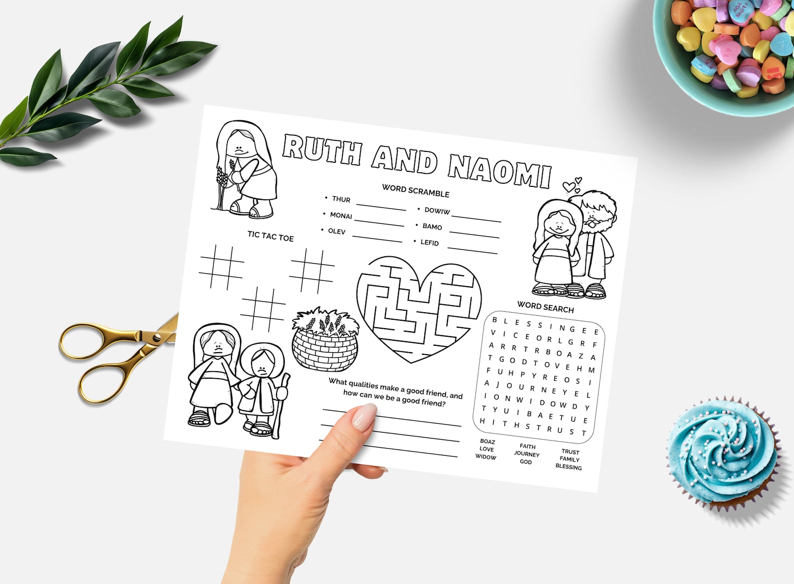 Ruth and Naomi, Printable Bible Activity Placemat, Sunday School, Kids ...