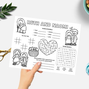 Ruth and Naomi, Printable Bible Activity Placemat, Sunday School, Kids ...