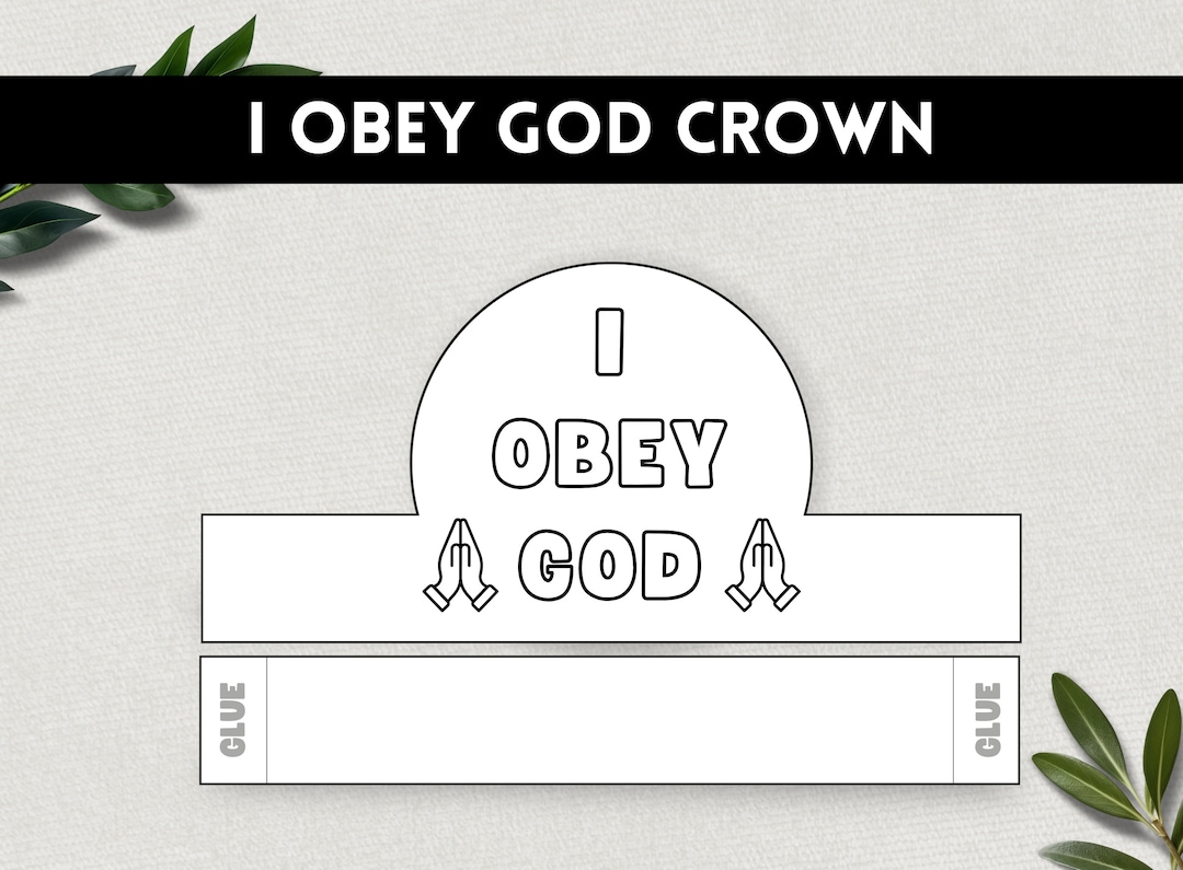 I Obey God Bible Crown, 10 Commandments, Printable Faith Crown, Sunday ...