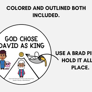 God Chose David as King, Printable Bible Story Coloring Wheel, Sunday ...