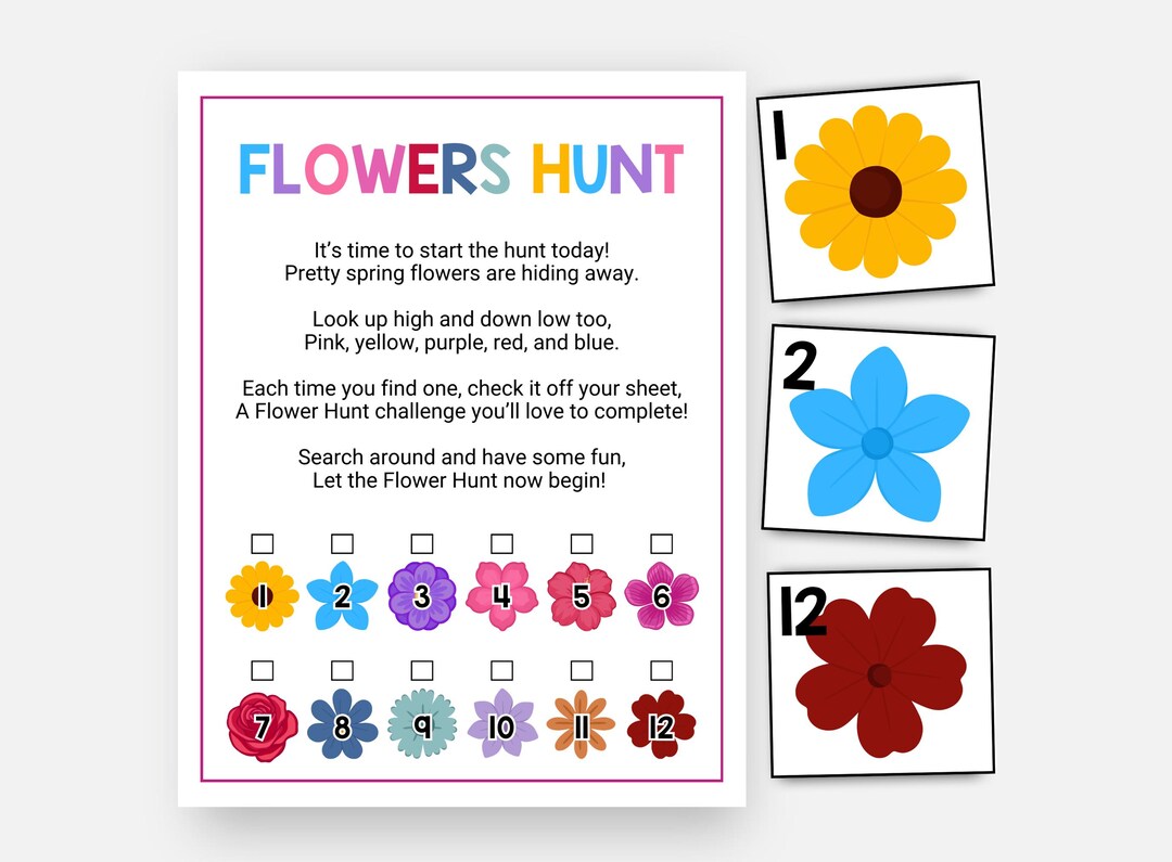 Spring Flowers Scavenger Hunt, Springtime Games, Treasure Hunt, Kids ...