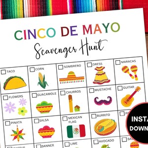 Cinco De Mayo Scavenger Hunt Game Cinco De Mayo Games Cinco - Etsy