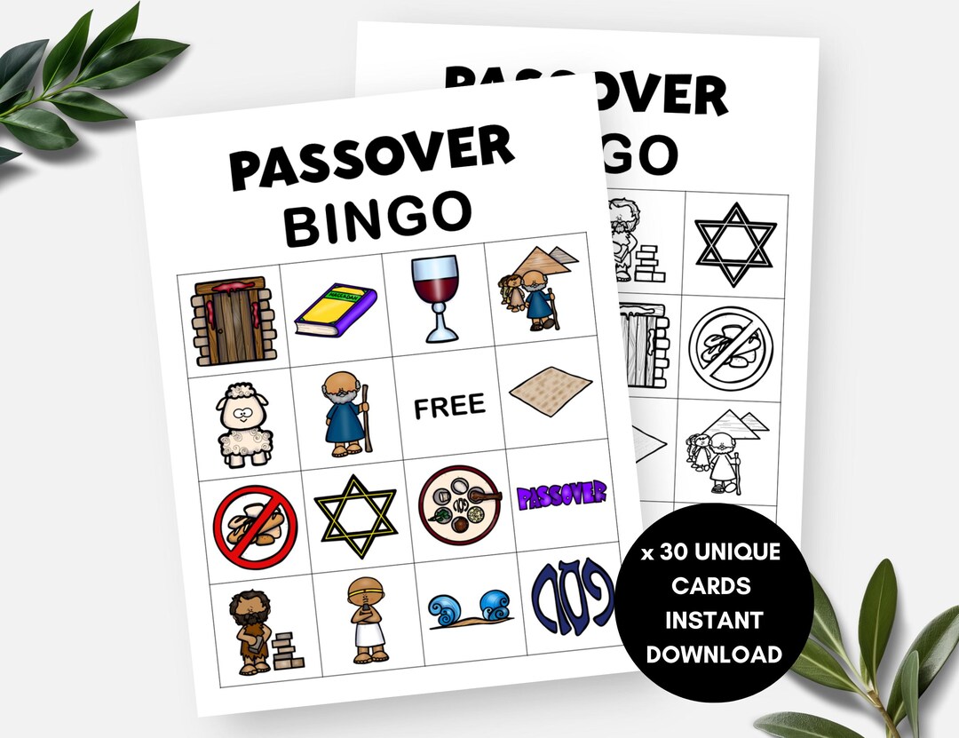Passover Bingo Cards, Printable Bible Sunday School Activity for Kids ...