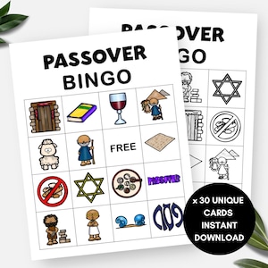 Passover Bingo Cards, Printable Bible Sunday School Activity for Kids ...