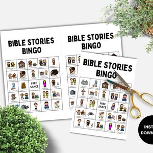Bible Bingo, 50 Bible Stories Bingo Cards, Printable Sunday School ...