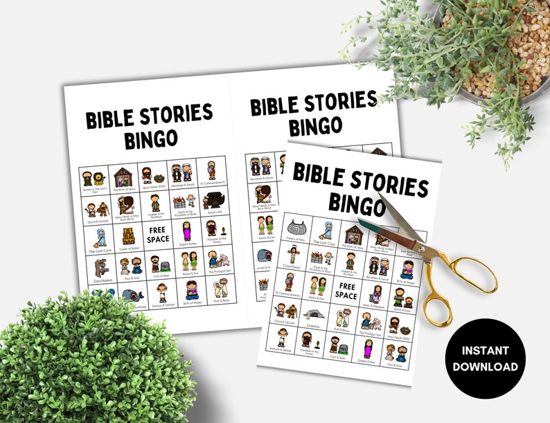 Bible Bingo, 50 Bible Stories Bingo Cards, Printable Sunday School ...