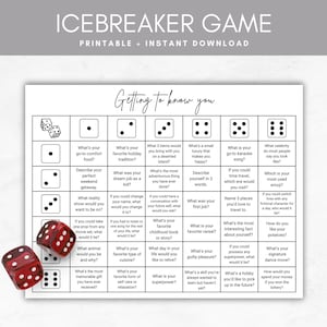 Printable Icebreaker Game, Get to Know You, Roll and Tell Dice Game ...