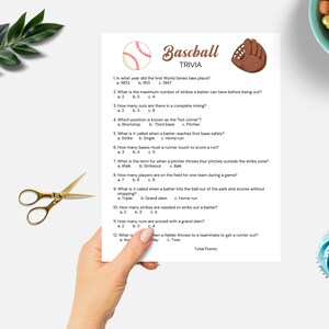 Baseball Trivia, Fun Printable Baseball Game, Sports Theme Birthday ...