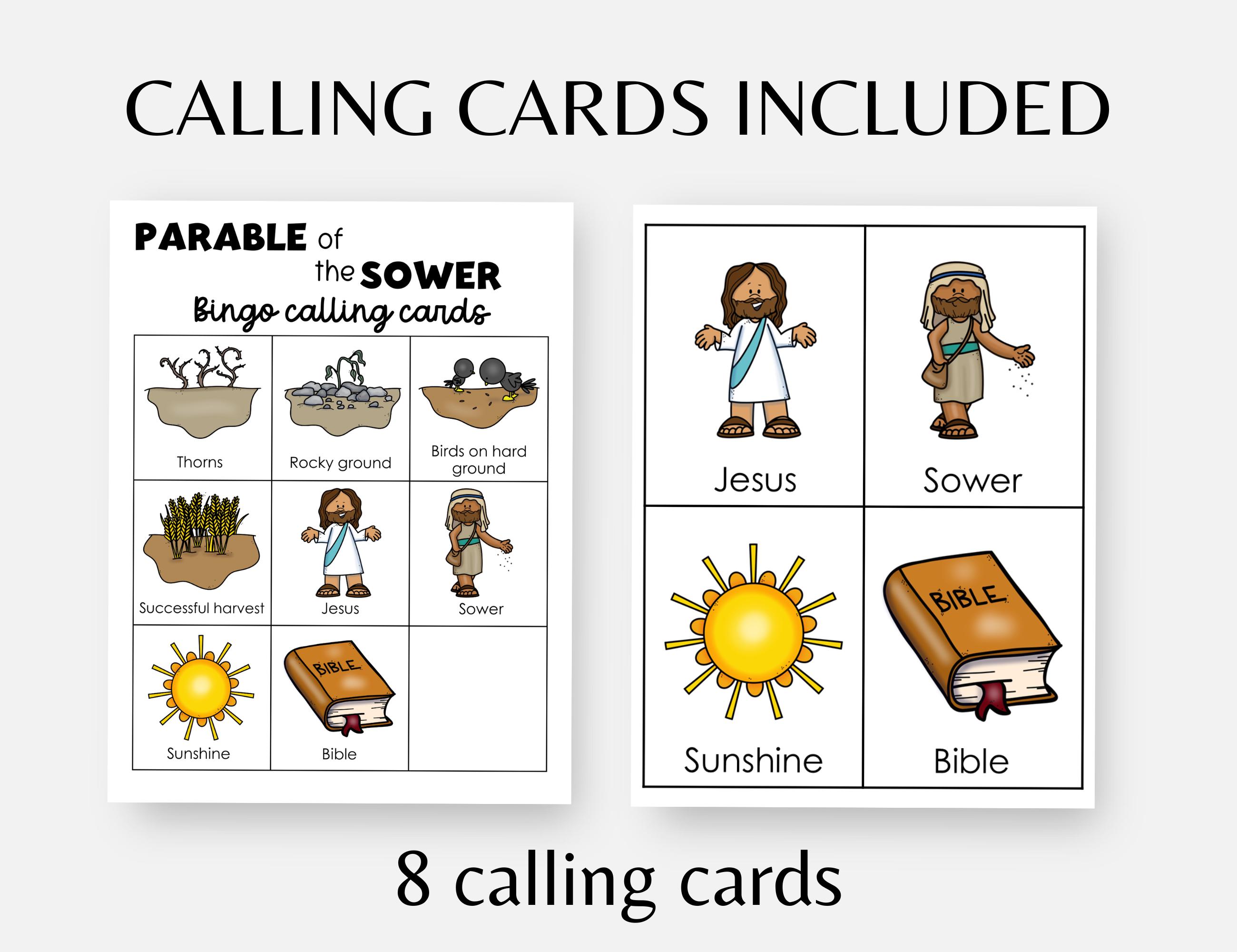Parable of the Sower, 30 Bible Story Bingo Cards, Printable Sunday ...