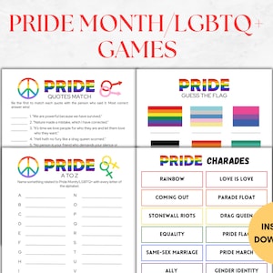 8 Printable Pride Month Party Games, LGBTQ+ Pride Games Bundle, LGBTQ ...