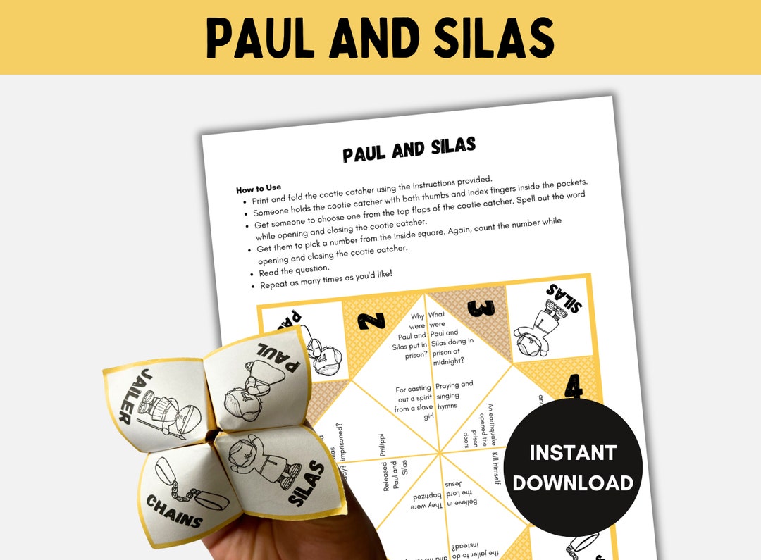 Paul and Silas, Printable Cootie Catcher, Sunday School Craft, Kids ...