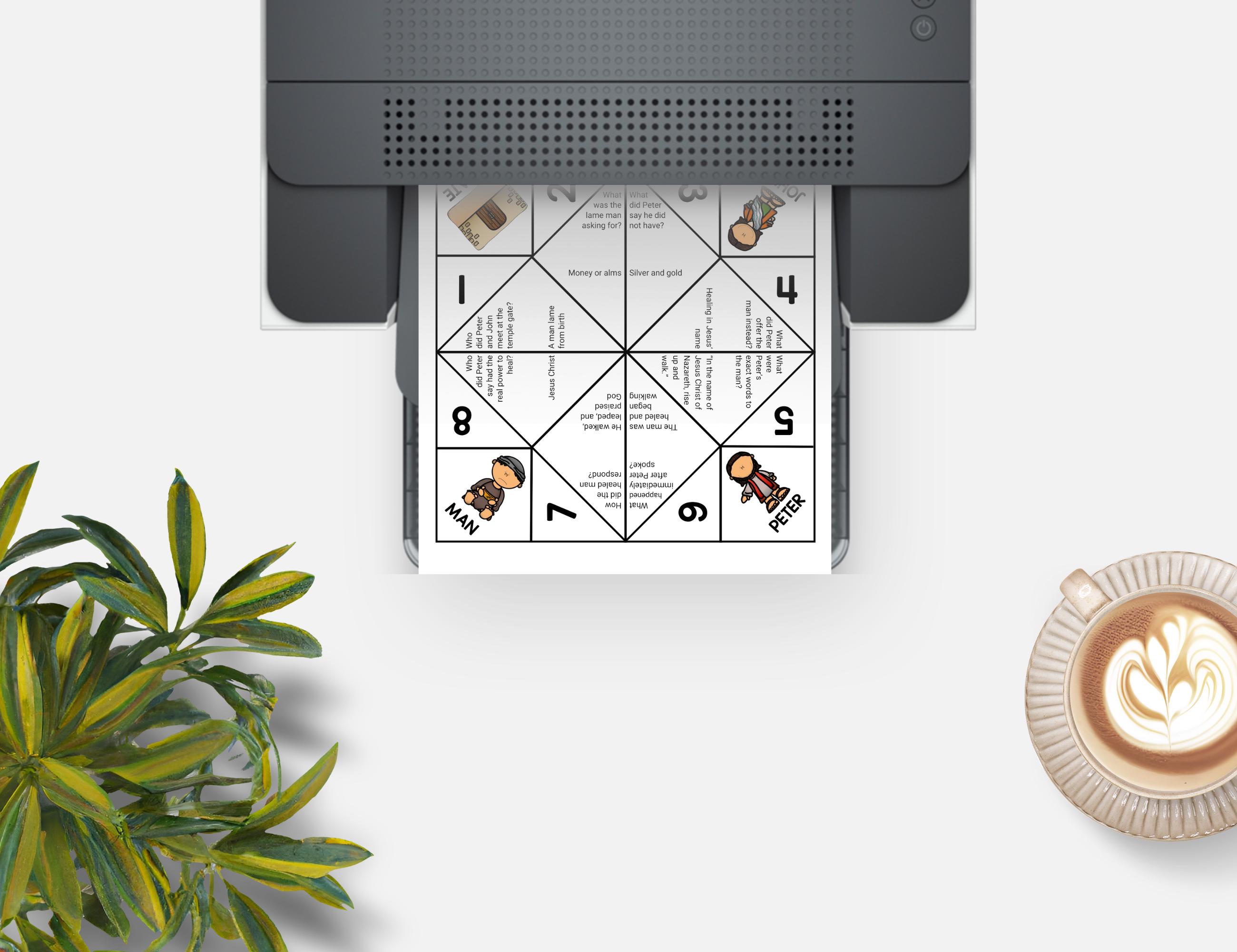 Peter and John Heal, Printable Bible Cootie Catcher, Sunday School ...
