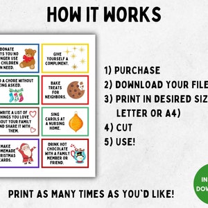 Christmas Kindness Cards, Random Acts of Kindness, 24 Days of Kindness ...