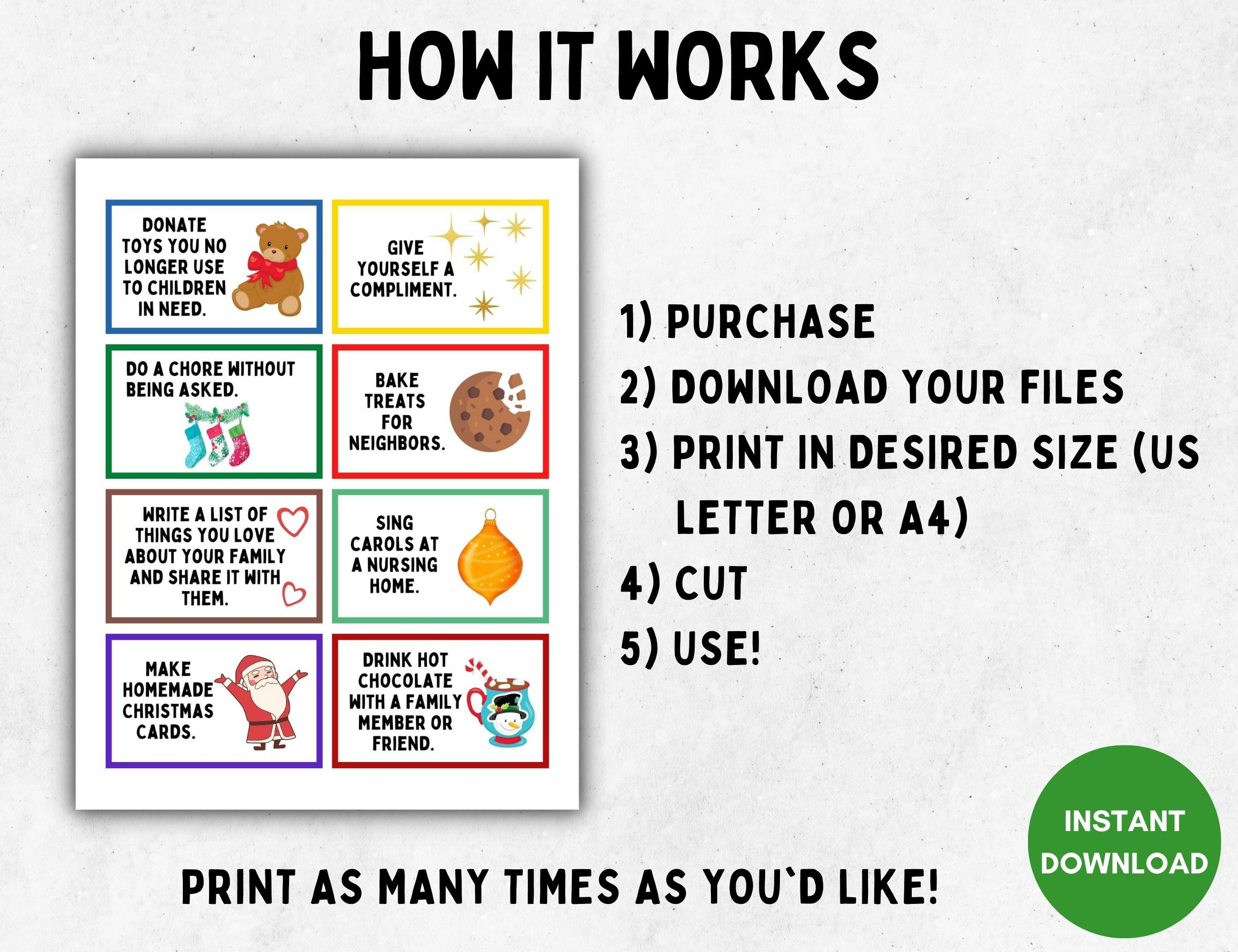 Christmas Kindness Cards, Random Acts of Kindness, 24 Days of Kindness ...