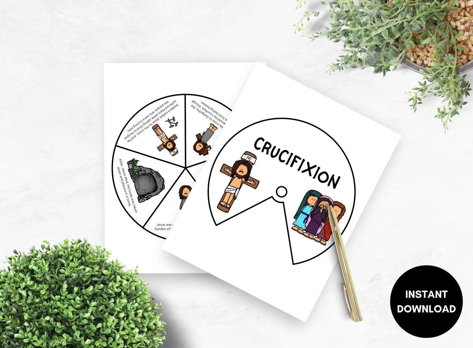 Crucifixion of Jesus, Printable Bible Coloring Wheel, Sunday School ...