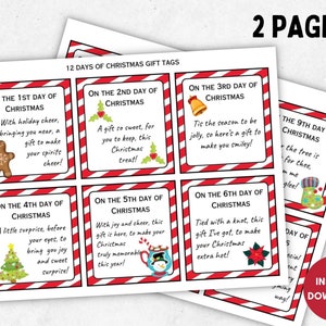 Editable 12 Days of Christmas Printable Tags, 12 Days of Christmas Gift ...