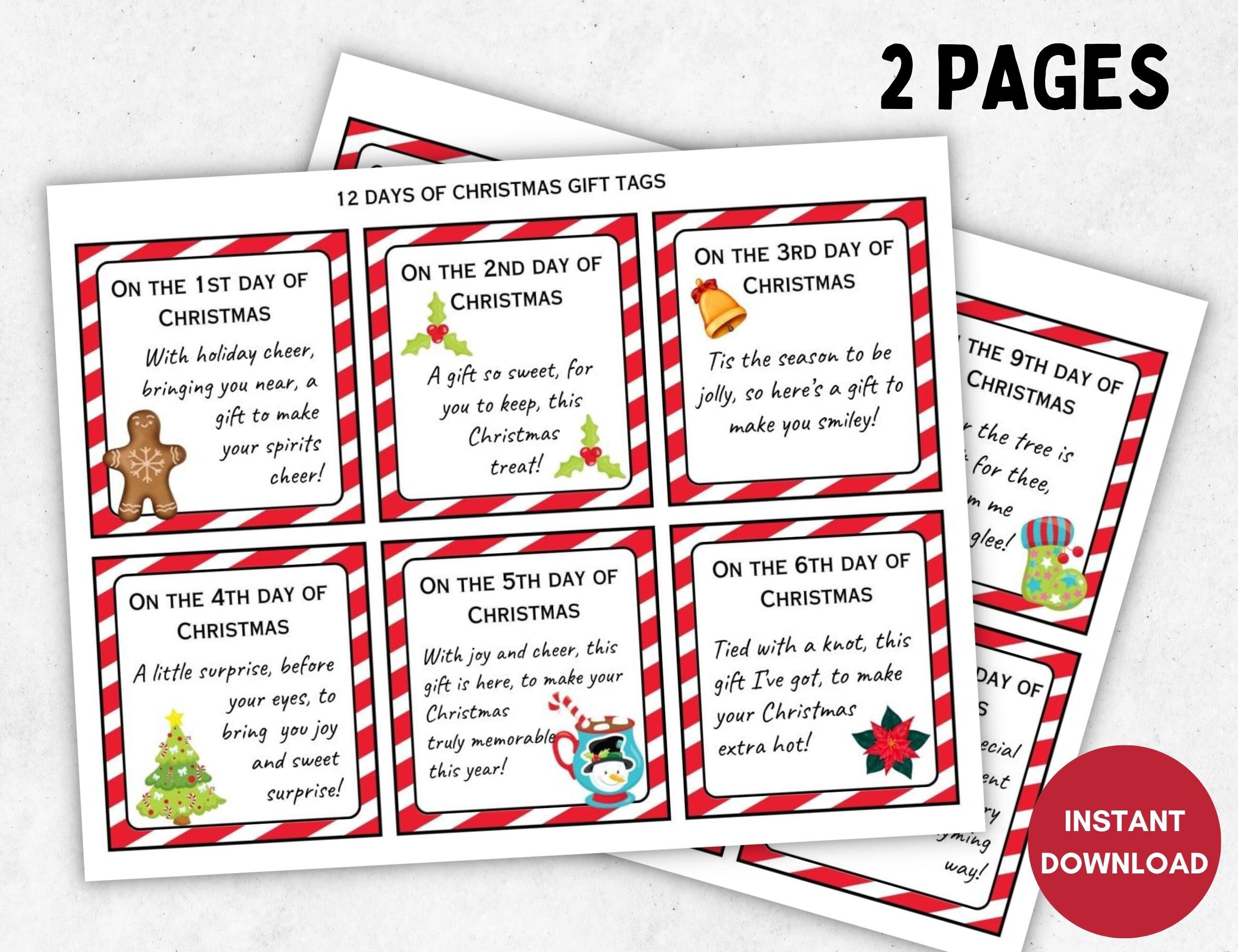 Editable 12 Days of Christmas Printable Tags, 12 Days of Christmas Gift ...