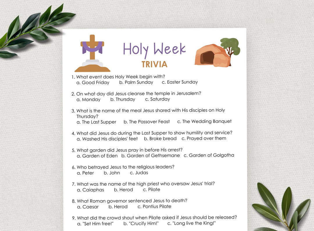 Holy Week Trivia, Printable Easter Story Game, Resurrection Trivia ...