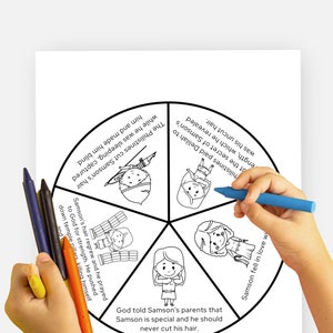 Samson Bible Story, Samson and Delilah, Printable Coloring Wheel ...