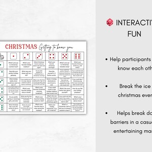 Christmas Icebreaker, Get to Know You, Roll and Tell Dice Printable ...