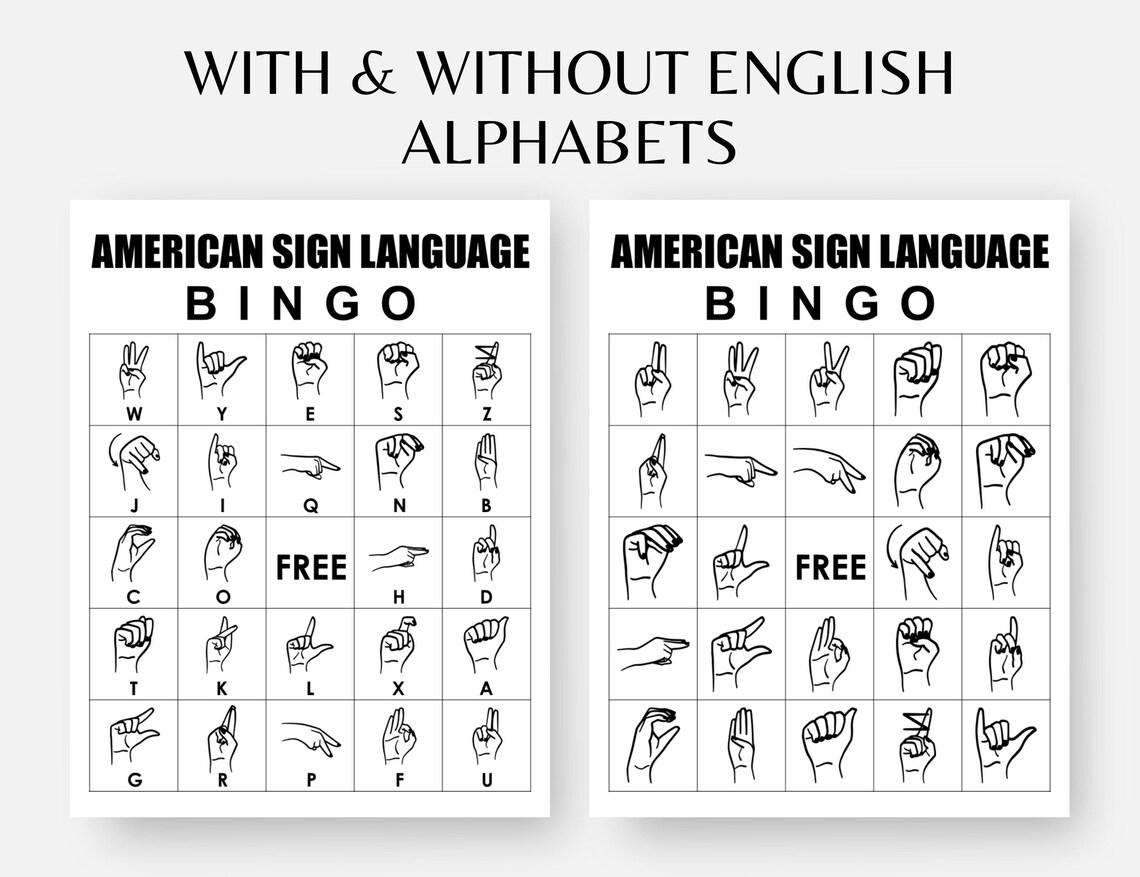 ASL Bingo, 30 American Sign Language Alphabet Bingo Cards, Special ...