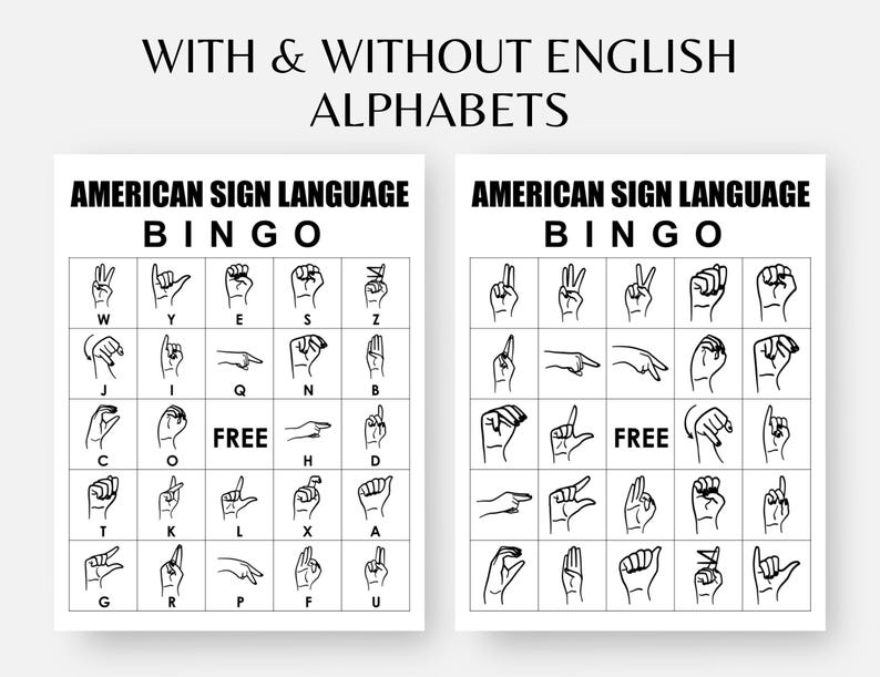 ASL Bingo, 30 American Sign Language Alphabet Bingo Cards, Special ...