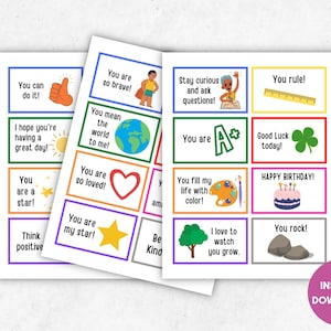 Printable Lunch Box Notes, Lunch Box Notes, Lunch Box Notes for Kids ...