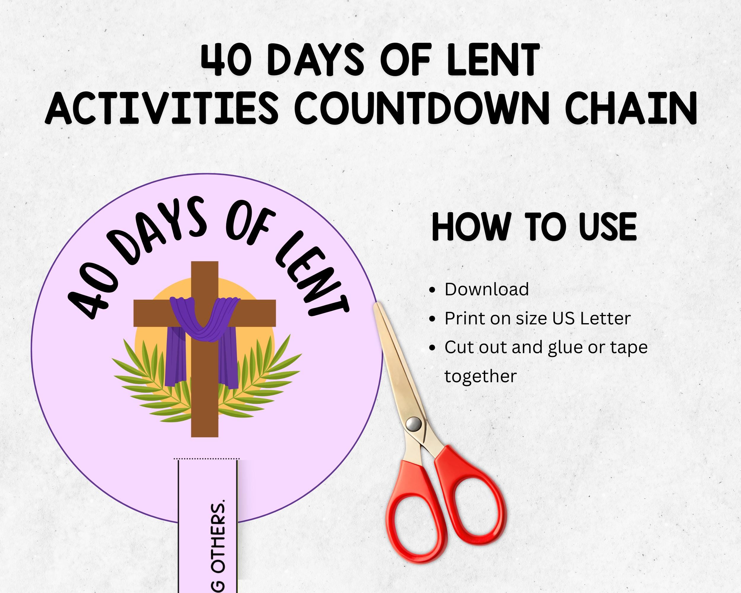 40 Days of Lent Countdown, Lenten Activities for Kids, Holy Week ...