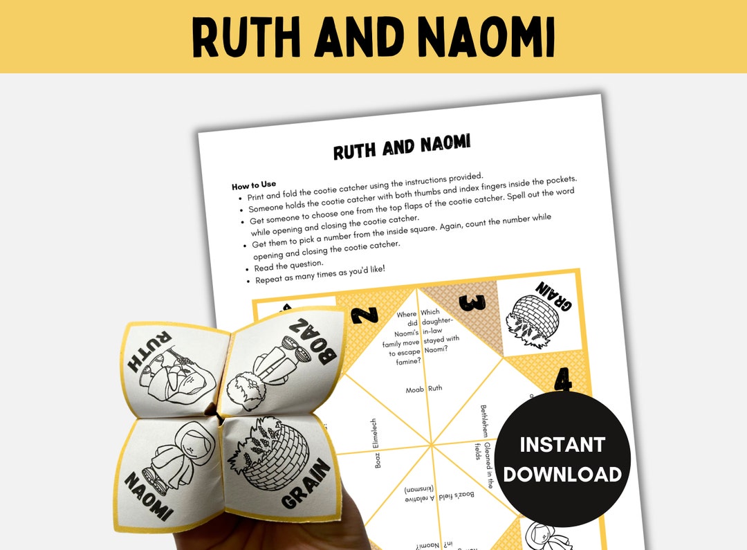 Ruth and Naomi, Printable Cootie Catcher, Sunday School Craft, Kids ...