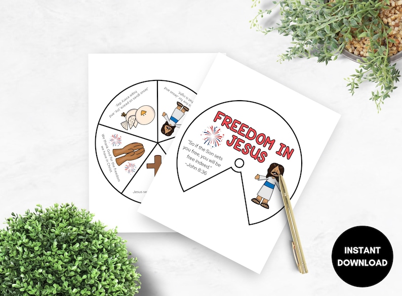 Freedom in Jesus, Printable 4th of July Bible Coloring Wheel, Sunday ...