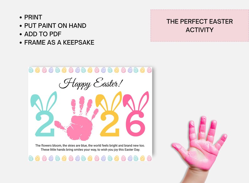 2026 Easter Handprint Art, Preschool Handprint Craft Printable, Easy ...