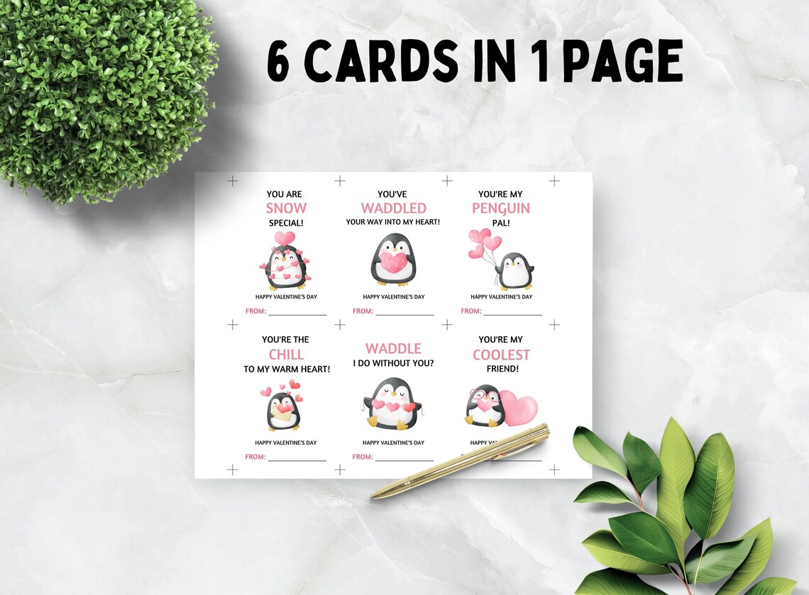 Printable Penguin Valentine Fun School Valentine Gift Tags - Etsy