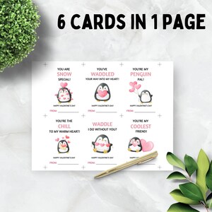Printable Penguin Valentine, Fun School Valentine Gift Tags, Kids ...