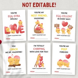Chick Valentine, Printable Bird Classroom Valentines, Student Gift Tags ...
