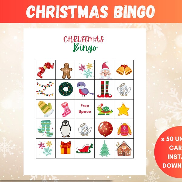 50 Christmas Bingo Cards - Etsy